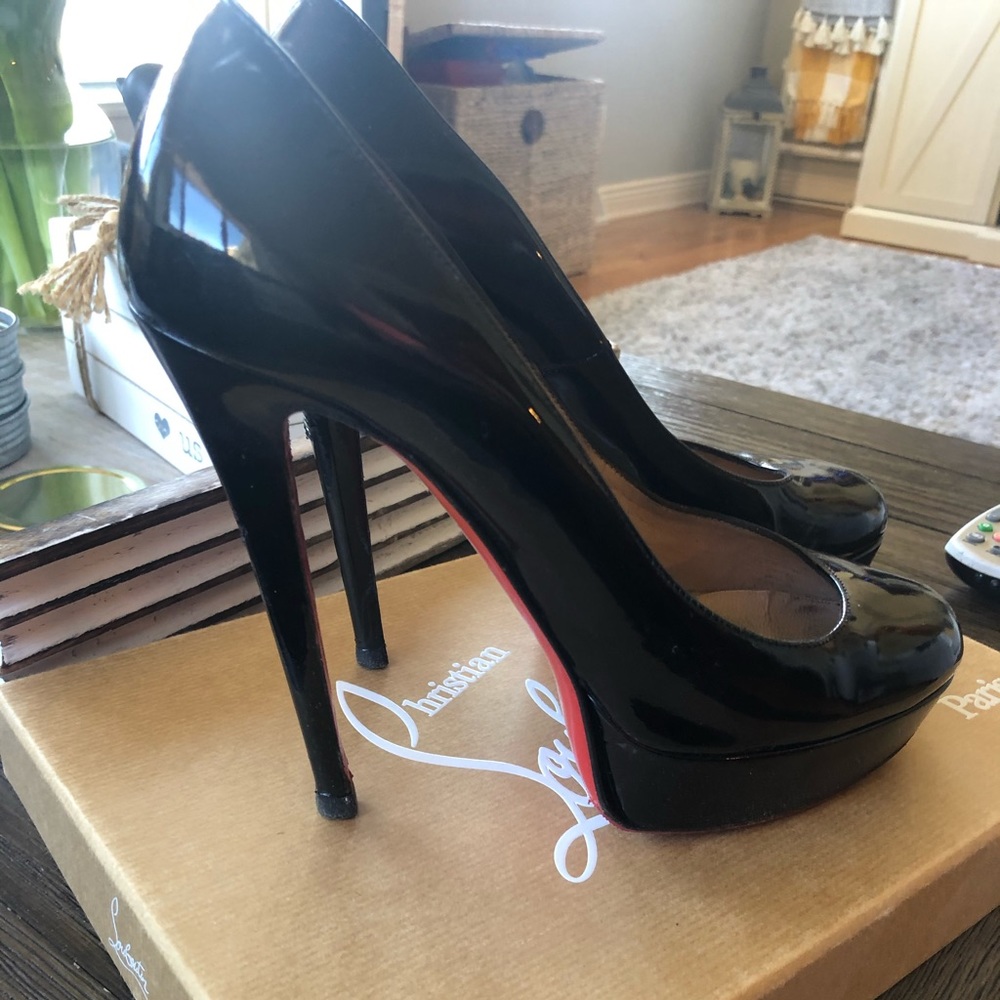 Loubiton Platform Black Patent Pumps - Gem